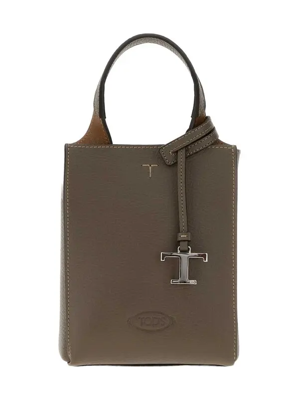 TOD'S Dove Grey Leather Phone Holder - Gray