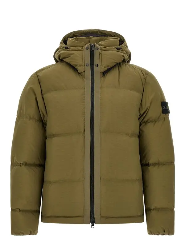 Stone Island 4100013 Down Jacket With Removable Hood - Green