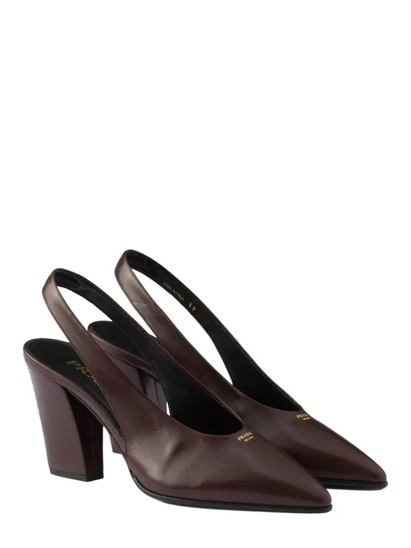 Prada Leather Slingback Pumps - Brown