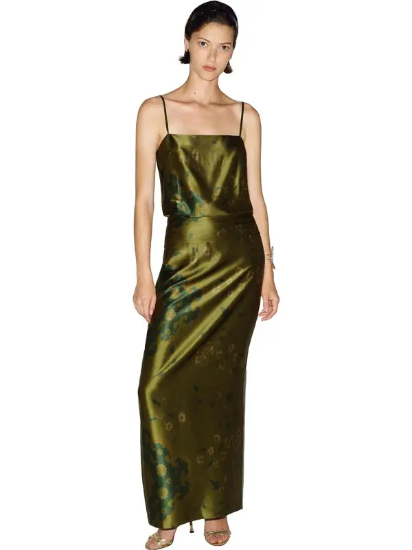 REFORMATION Ofelia Silk Maxi Dress - Green