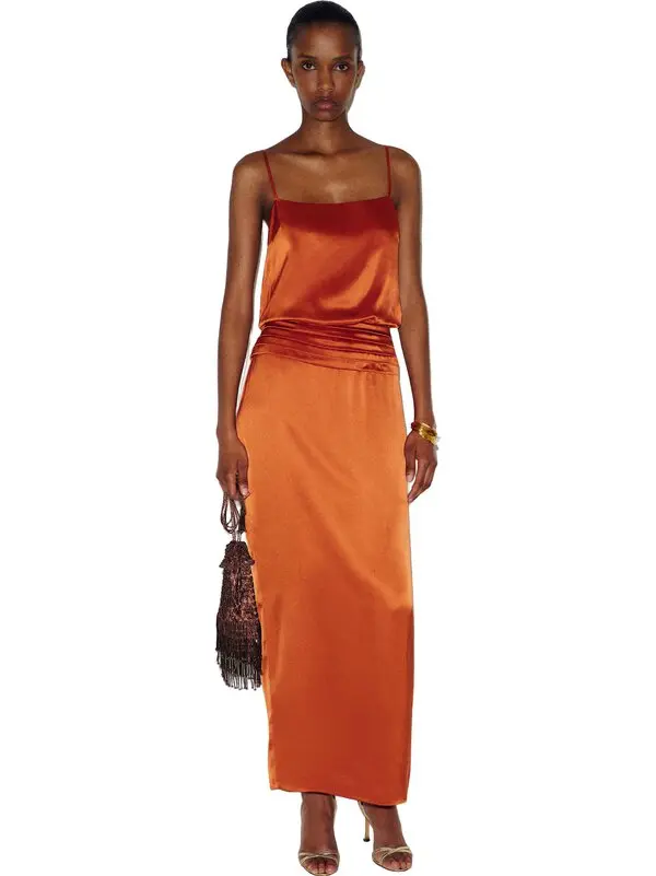 REFORMATION Ofelia Silk Dress - Orange
