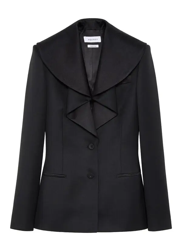 Alexander McQueen Waterfall Collar Single-breasted Jacket - Black