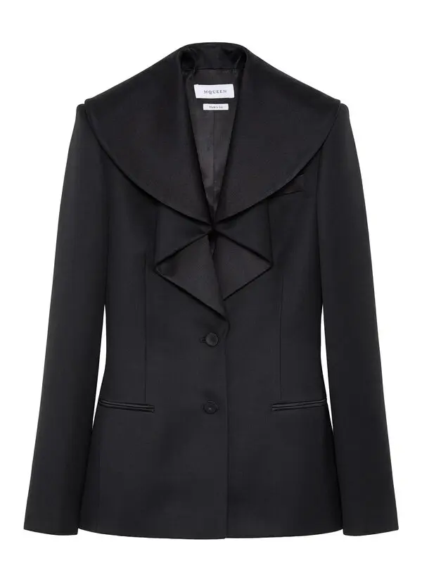 Alexander McQueen Waterfall Collar Single-breasted Jacket - Black