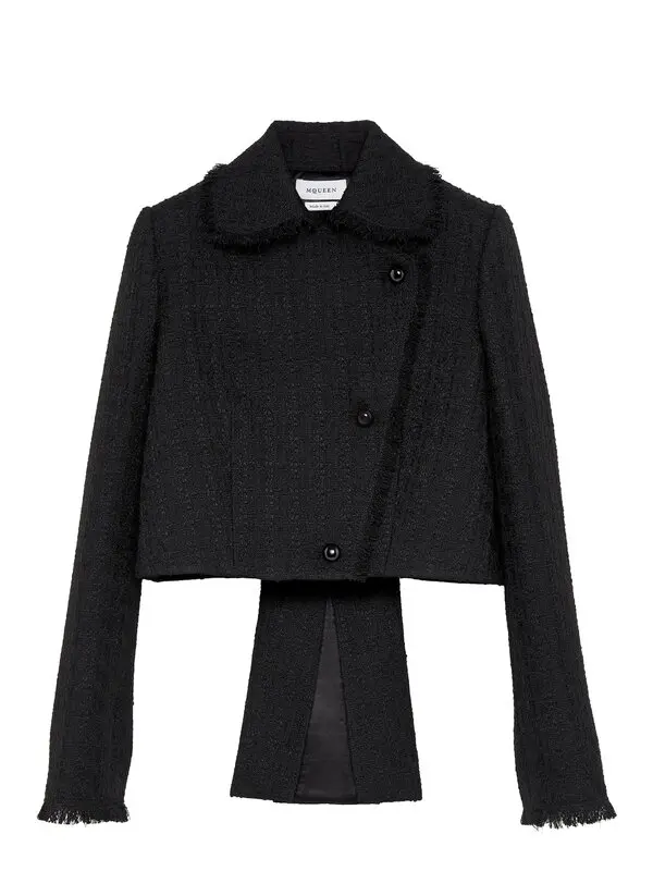 Alexander McQueen Light Tweed Cropped Jacket - Black