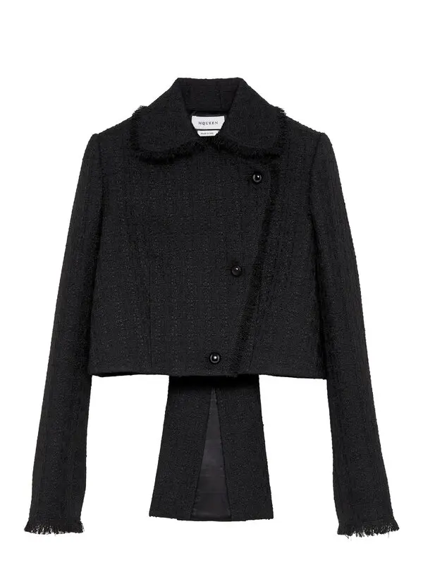 Alexander McQueen Light Tweed Cropped Jacket - Black