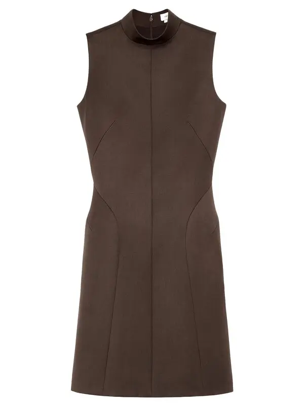 Alexander McQueen Sleeveless Wool Barathea Mini Dress - Brown