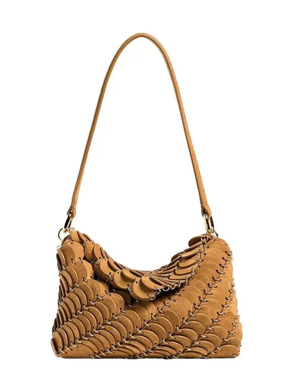 Rabanne Paco Calfskin Shoulder Clutch - Camel/gold