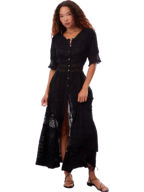 LoveShackFancy Minka Maxi Dress - Black