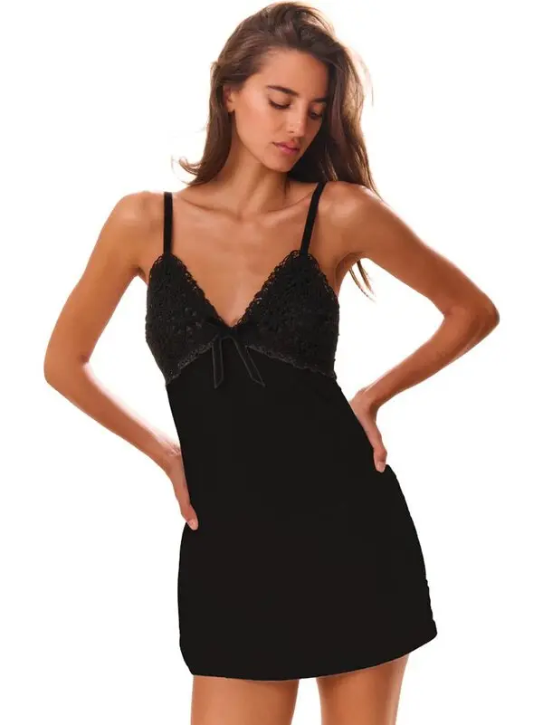 LoveShackFancy Ganette Velvet Mini Dress - Black