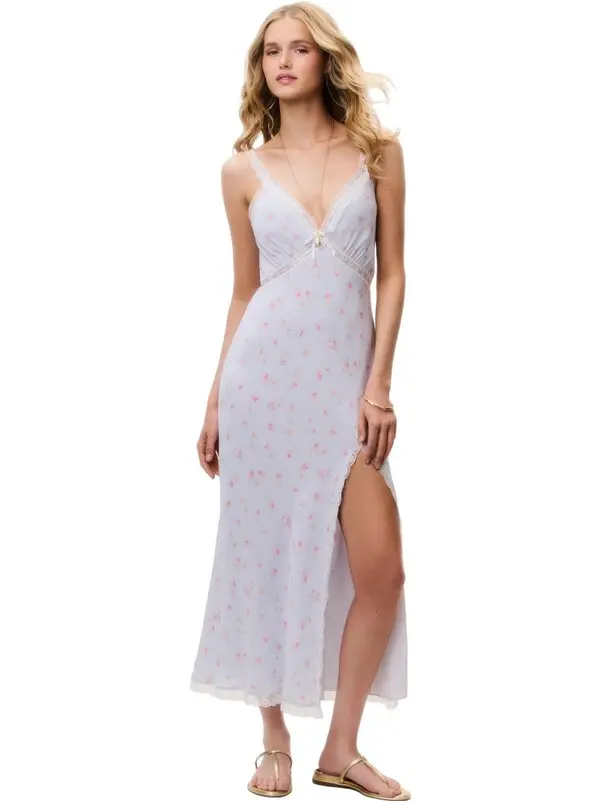 LoveShackFancy Beverly Floral Midi Dress - Periwinkle Moon