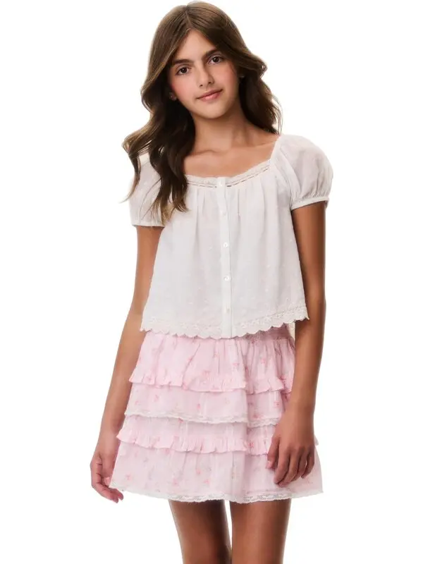 LoveShackFancy Ditsy Floral Tiered Ruffle Skirt - Sweet Nectar