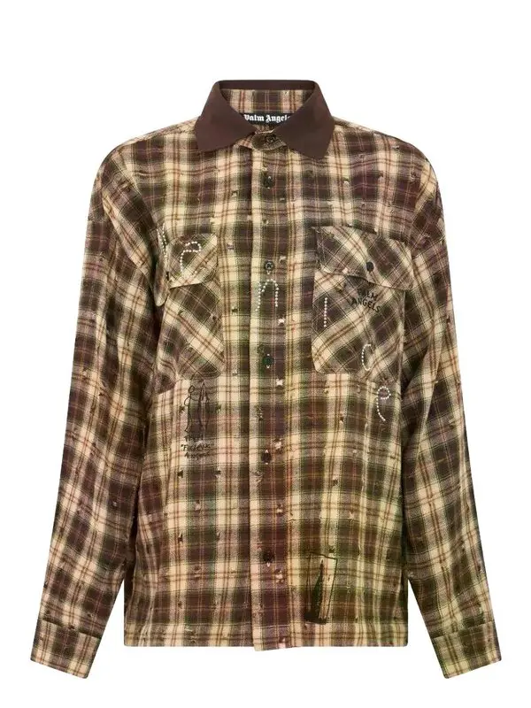 Palm Angels Surfer Dream Check Loose Shirt - Brown