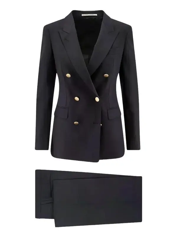 Tagliatore Double-breasted Peak-lapels Suit - Black