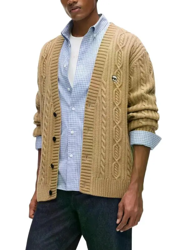Karl Lagerfeld Ikon Cable Knit Cardigan - Neutrals