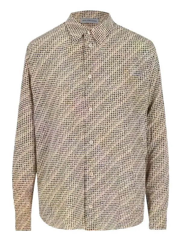 Balenciaga Monogram Printed Silk Shirt - Neutrals