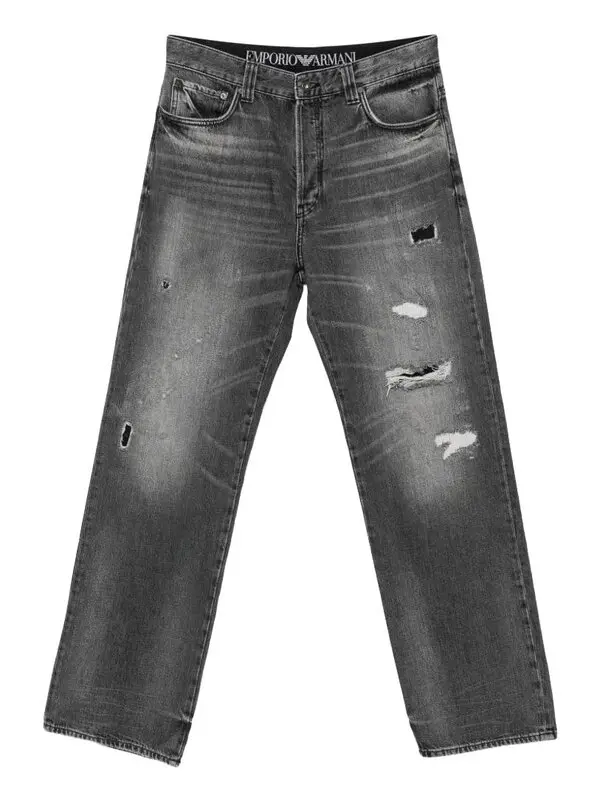 Emporio Armani Distressed Faded Jeans - Grey