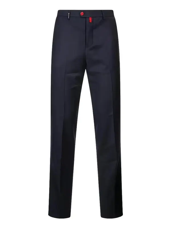 Kiton Logo Patch Straight-leg Trousers - Blue