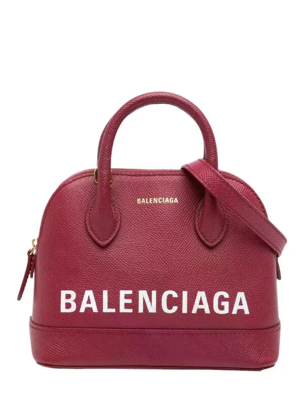 Balenciaga 2018 Grained Calfskin Logo Ville Top Handle Bag Xxs Satchel - Red