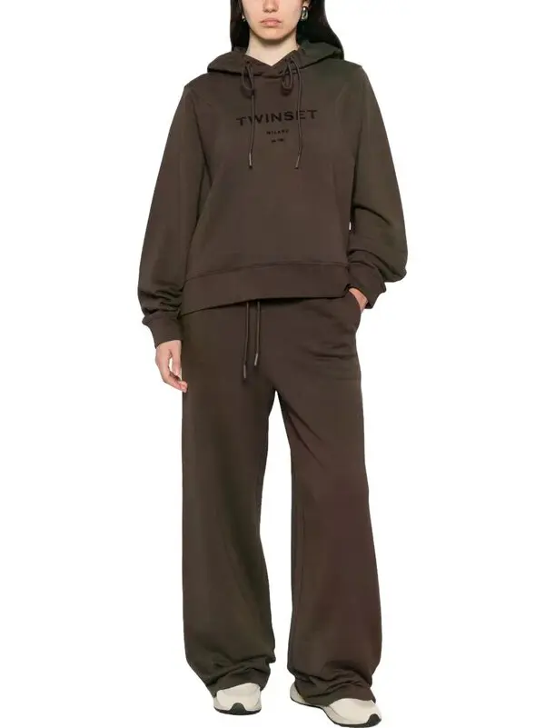 TWINSET Logo Print Drawstring Hoodie And Track Pants Set - Brown