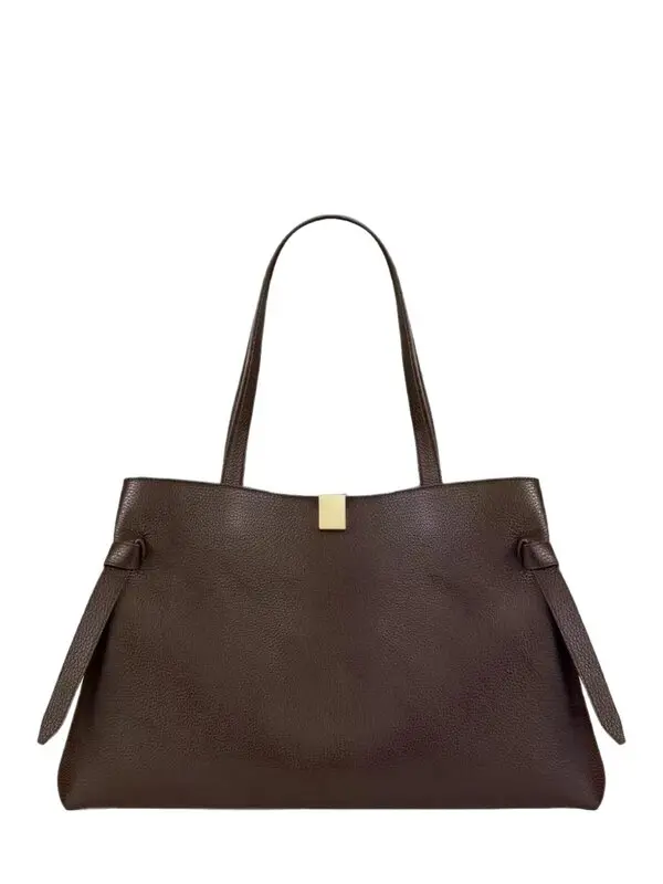 Yuzefi Gyoza Pebble-grain Leather Tote Bag - Brown