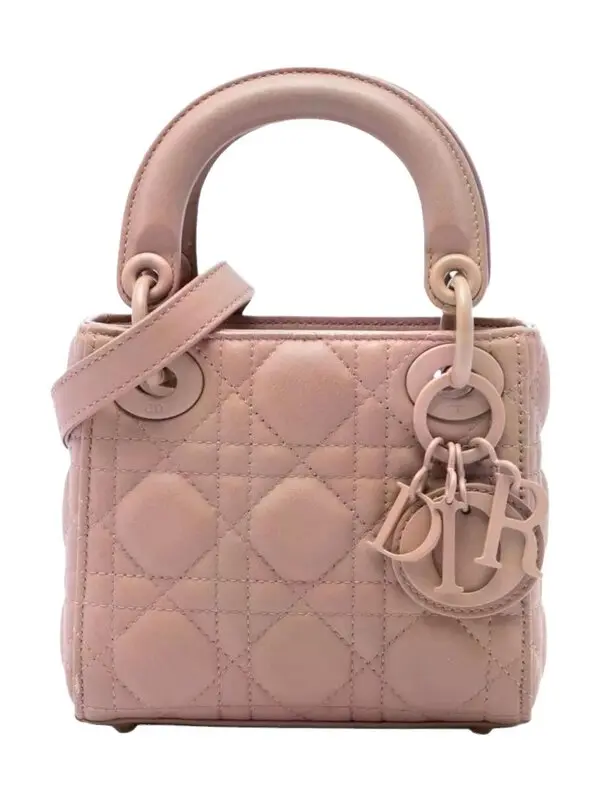 Dior Micro Ultra Matte Calfskin Cannage Lady Satchel - Pink