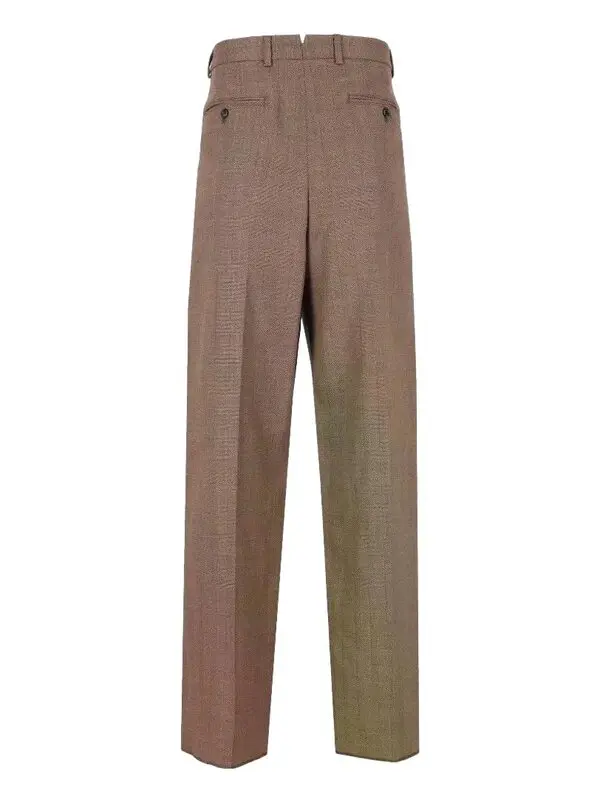 Emporio Armani Virgin Wool Herringbone Trousers - Brown