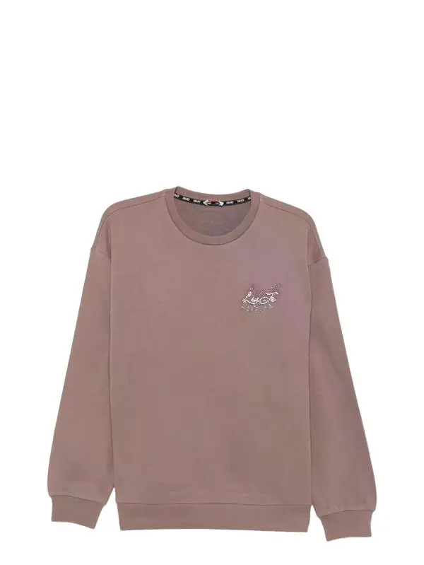Liu Jo Rhinestone Embellished Drop Shoulder Sweatshirt - Neutrals