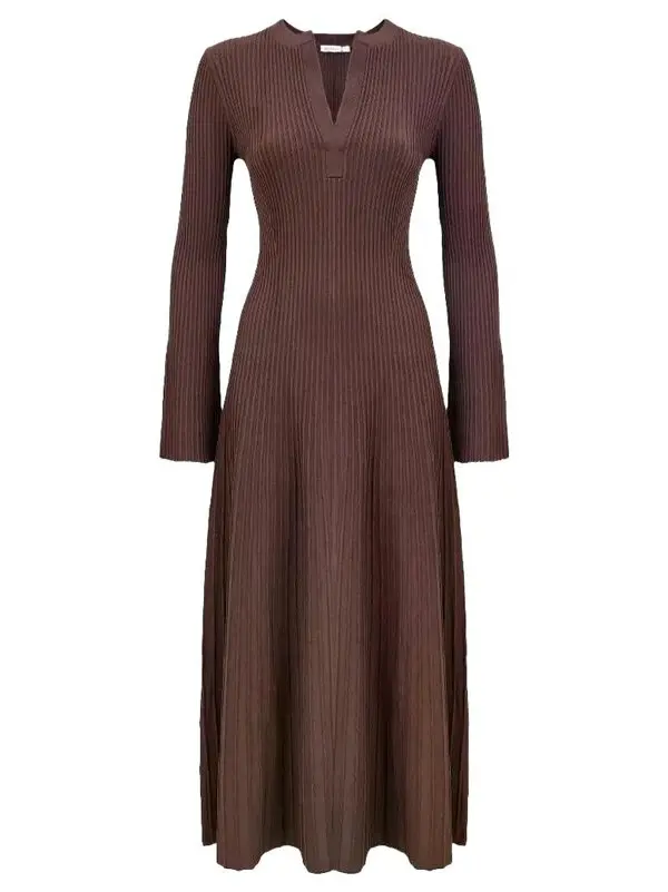 Simkhai Genna Ribbed-knit Midi Dress - Brown