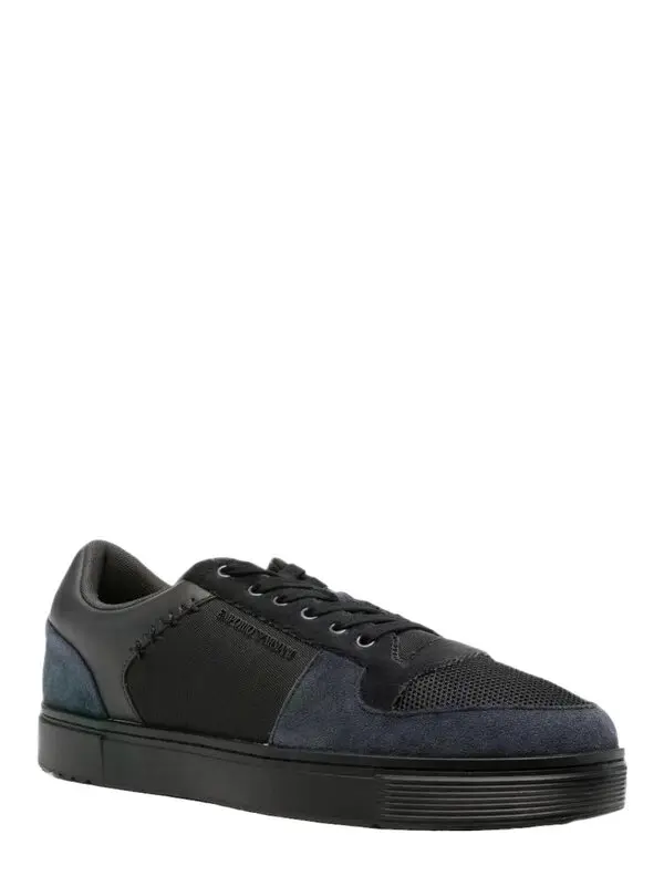 Emporio Armani Panelled Lace-up Sneakers - Black