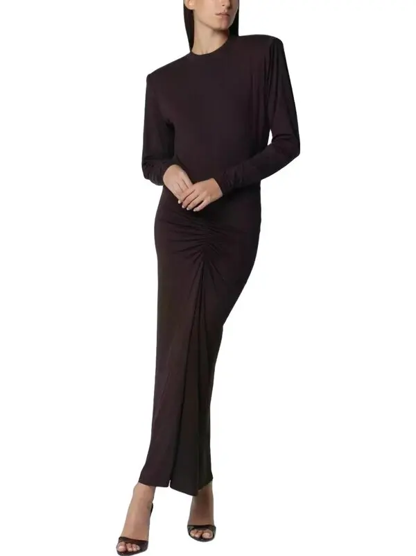 Andamane Ruched Long-sleeve Dress - Brown