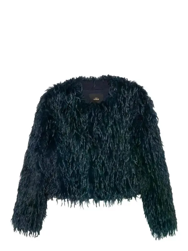 TWINSET Cropped Faux Fur Jacket - Blue