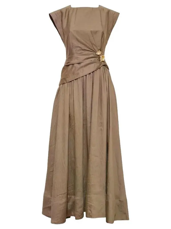 Acler Mannersly Gathered-waist Maxi Dress - Brown