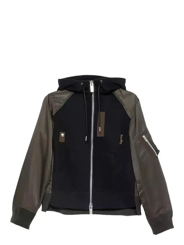 Sacai Panelled Hooded Zip-up Jacket - Black
