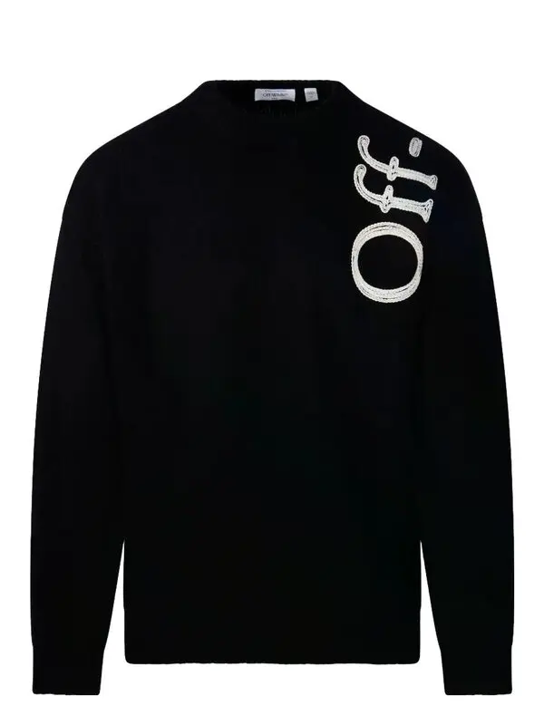 Off-White Embroidered Logo Knit Sweater - Black