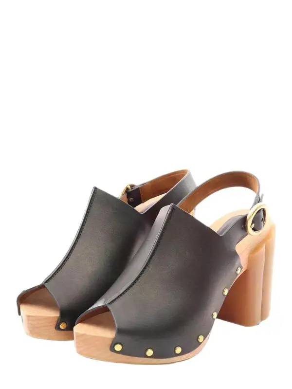Stella McCartney Daisy Stud Embellished Peep Toe Slingback Sandals - Black