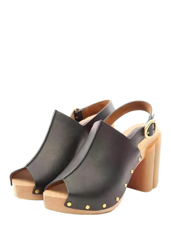Stella McCartney Daisy Stud Embellished Peep Toe Slingback Sandals - Black