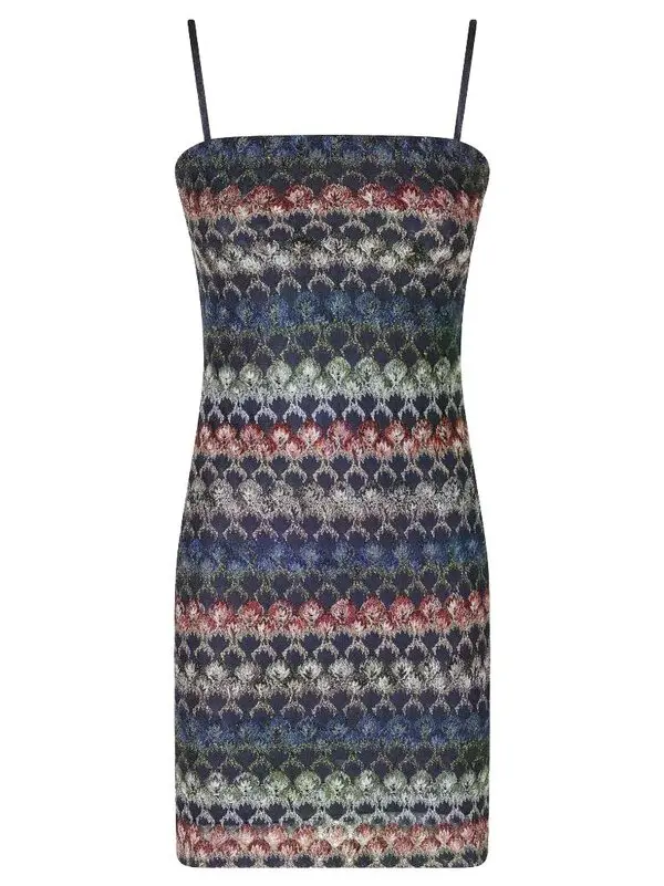 Missoni Chevron-knit Spaghetti-strap Mini Dress - Blue