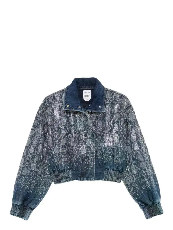 Liu Jo Sequined High Neck Denim Jacket - Blue