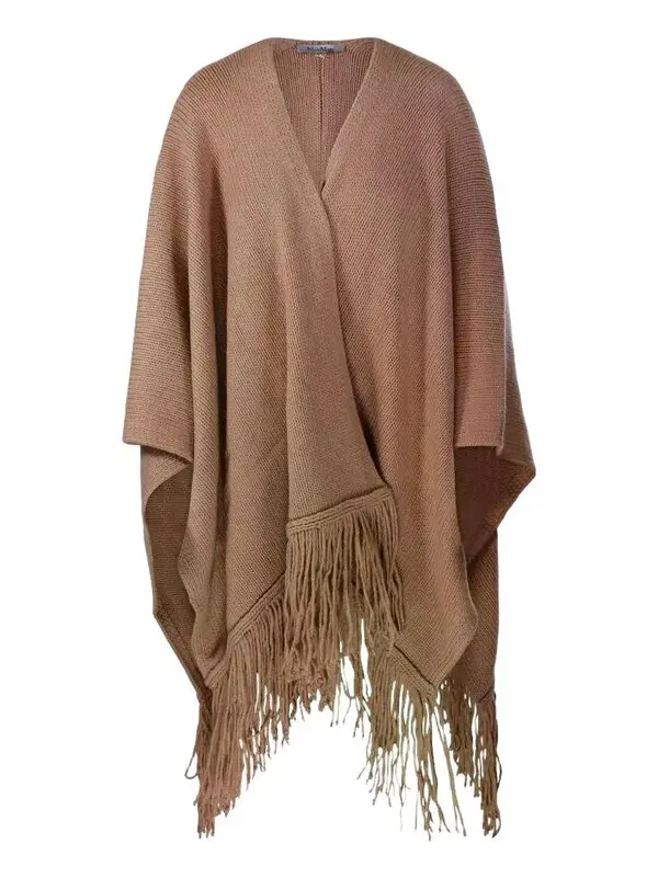 Max Mara Knitted Fringe Cape - Brown