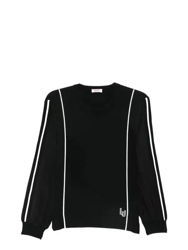 Liu Jo Contrast Stripe Fine Knit Sweatshirt - Black