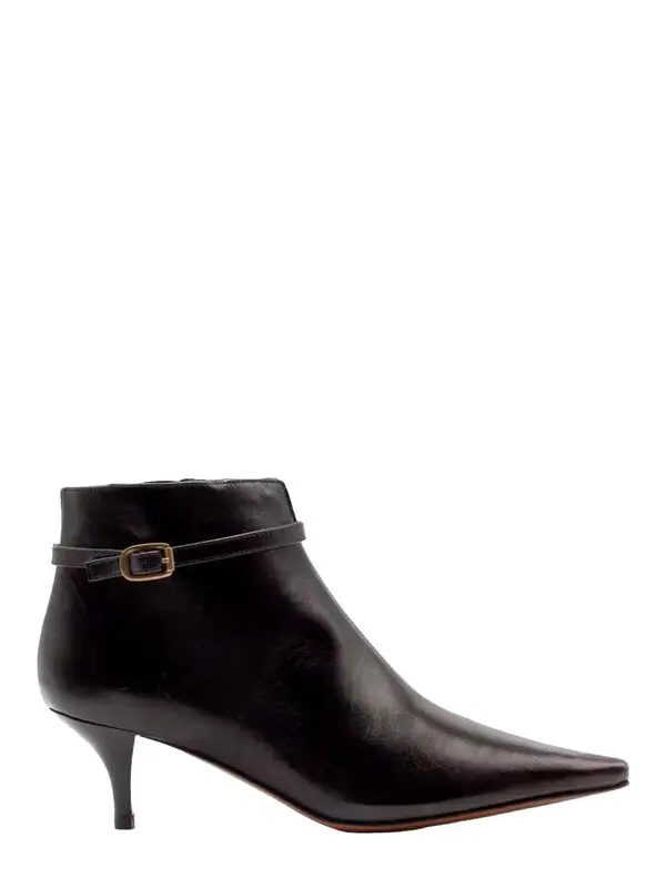 Roberto Festa Leather Buckle-strap Pointed-toe Ankle Boots - Black