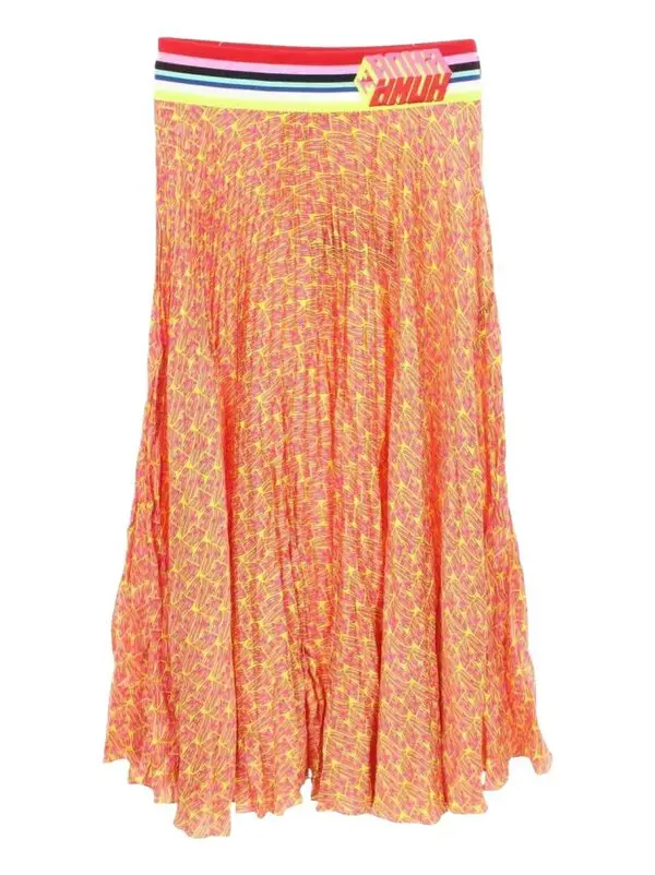 Fendi Printed Silk Midi Skirt - Yellow