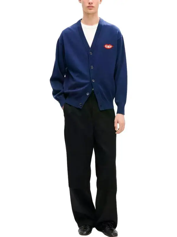 Kenzo Embroidered Motif V-neck Cardigan - Blue