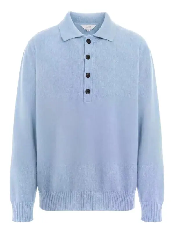 Malo Cashmere Button-up Polo - Blue