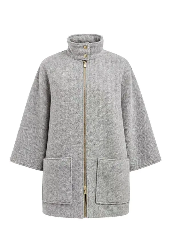 Eleventy Herringbone-pattern Single-breasted Coat - Grey
