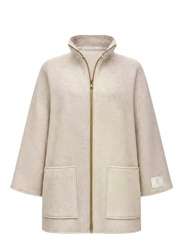Eleventy Zip-up Herringbone Coat - Neutrals