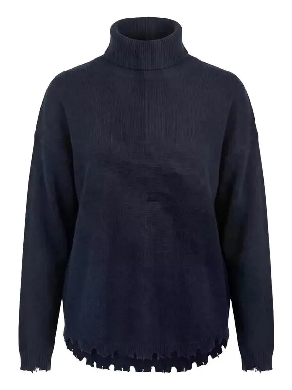 KUJTEN Mavis Distressed Roll-neck Sweater - Blue