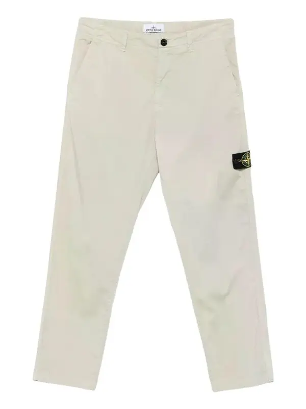 Stone Island Logo Patch Straight-leg Trousers - Neutrals