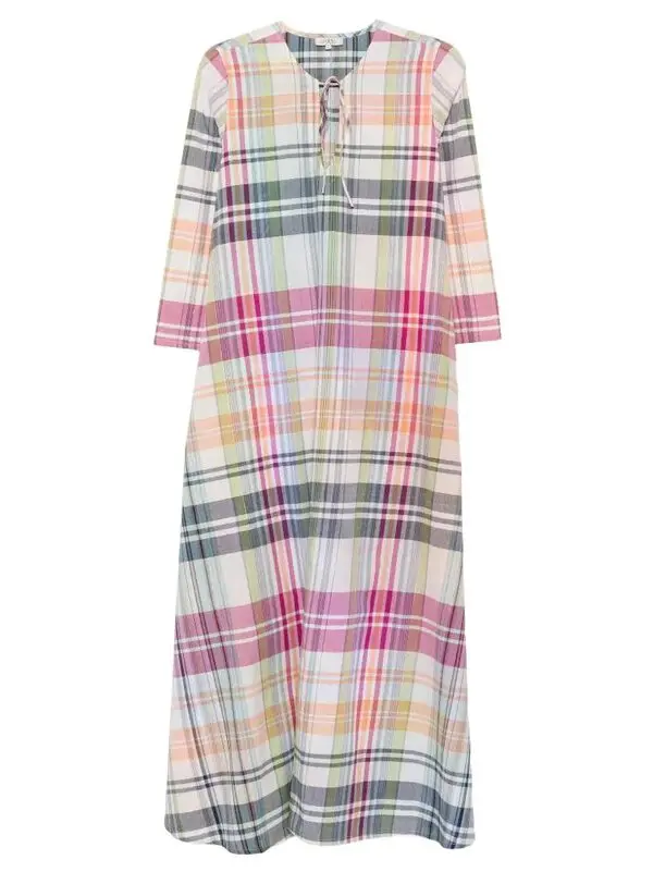 ORDI.TO Lavinia Check-print Maxi Dress - Neutrals