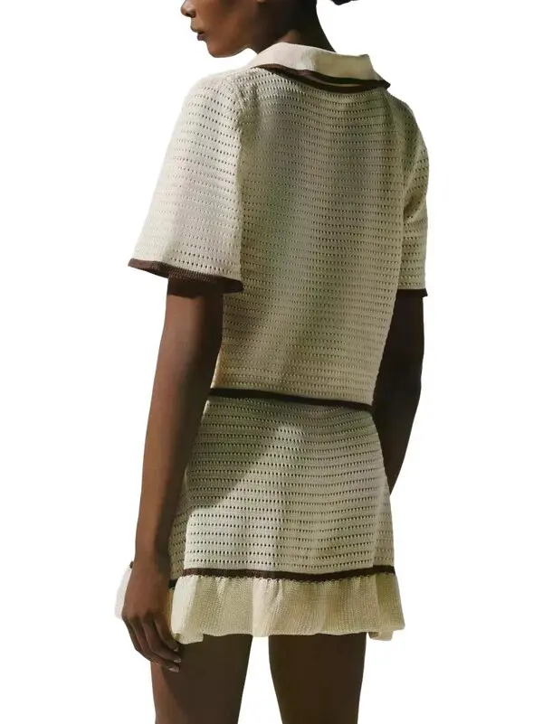 BAOBAB Knit Mini Skirt With Ruffled Hem - Neutrals